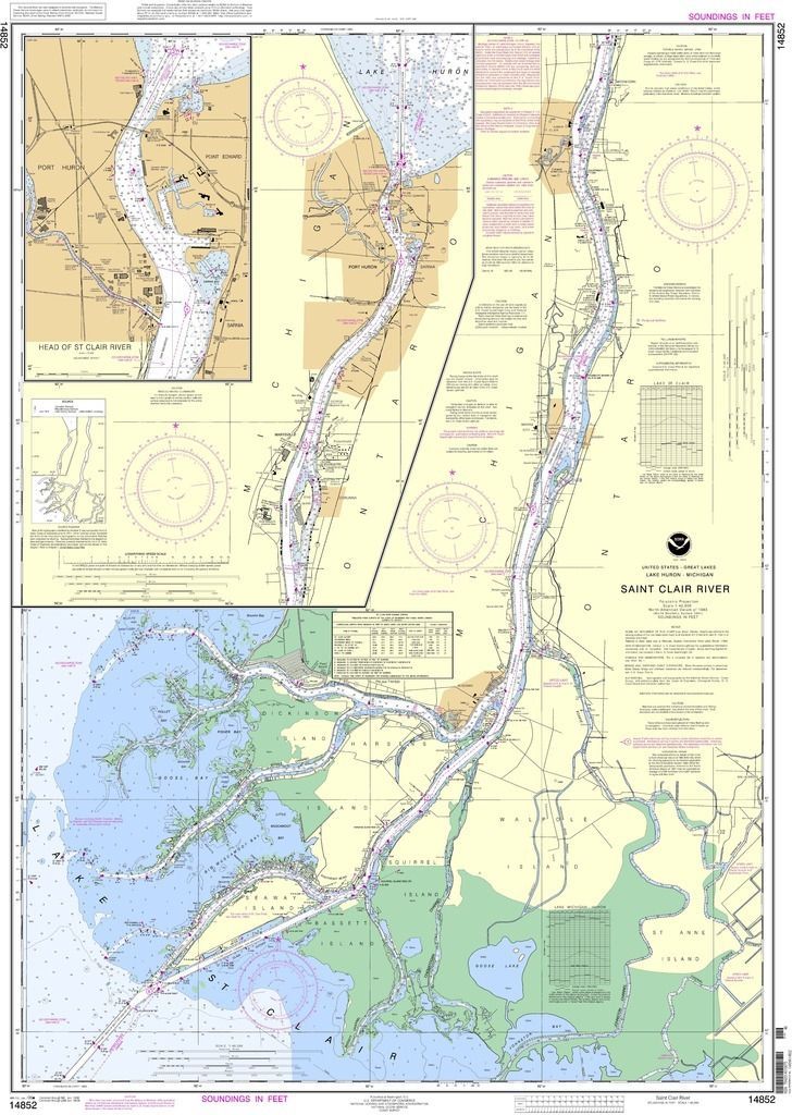 NOAA Nautical Chart 14852: St. Clair River;Head of St. Clair River ...